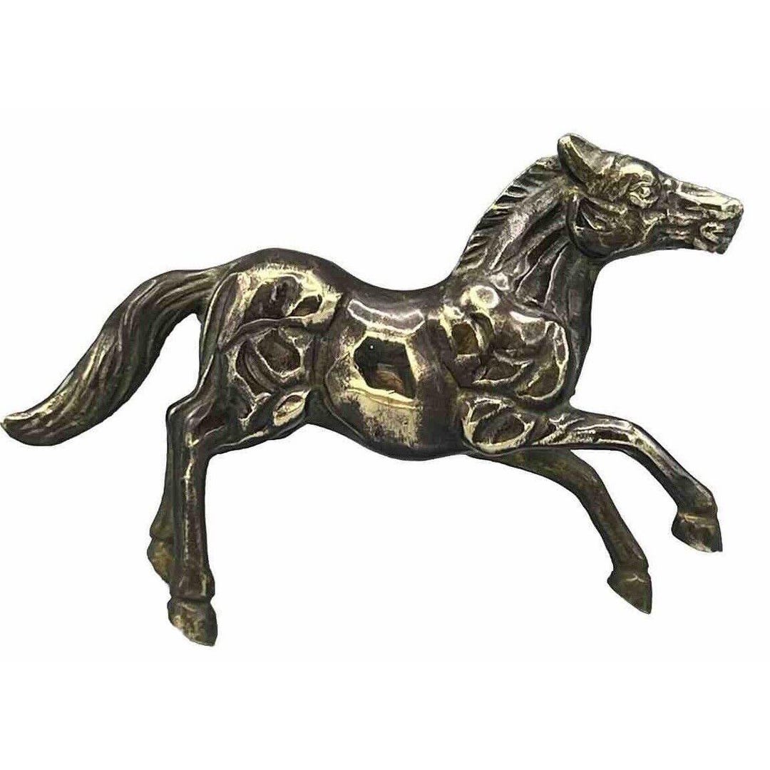Brass Horse Statue Majestic Bare Back Stomping Figure 7 Free Standing ...