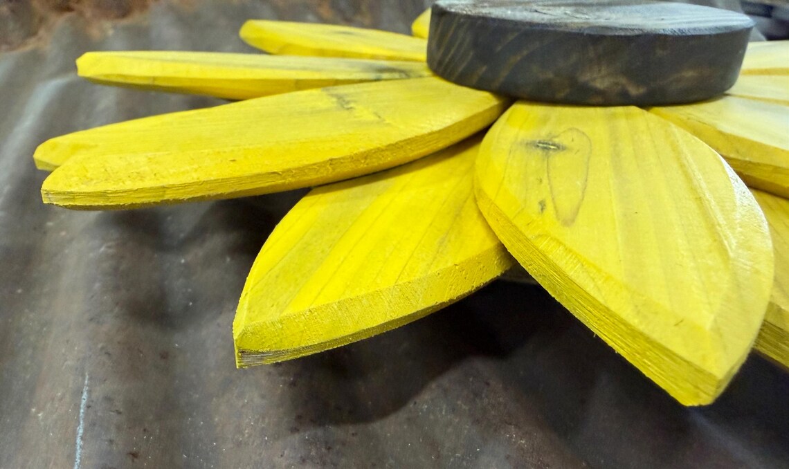 Fun and Vibrant Wall Accent Yellow Wooden Flower Handmade From ...