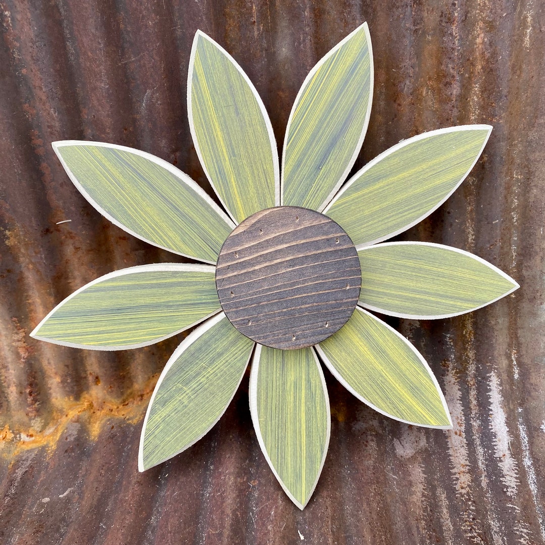 Yellow Wooden Wallflower Home Wall Decoration Handmade From Repurposed ...
