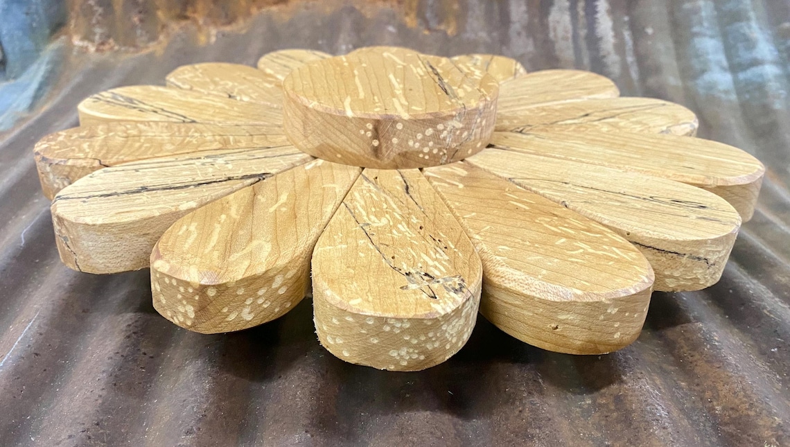 One of a Kind Spalted Maple With Worm Wood Flower Unique Wall Accent ...