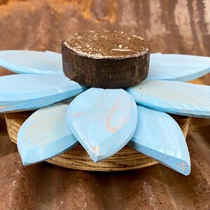Light Blue Wooden Flower Wall Accent Handcrafted From Reclaimed Cedar ...
