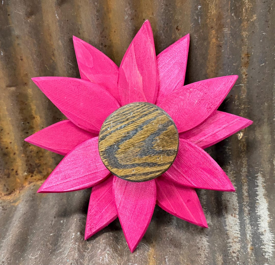 Small Fuschia Wooden Flower Wall Accent Handcrafted From Reclaimed ...