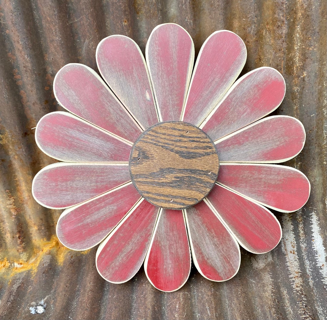 Red Wooden Wallflower Home Décor Handcrafted From Reclaimed Upcycled ...