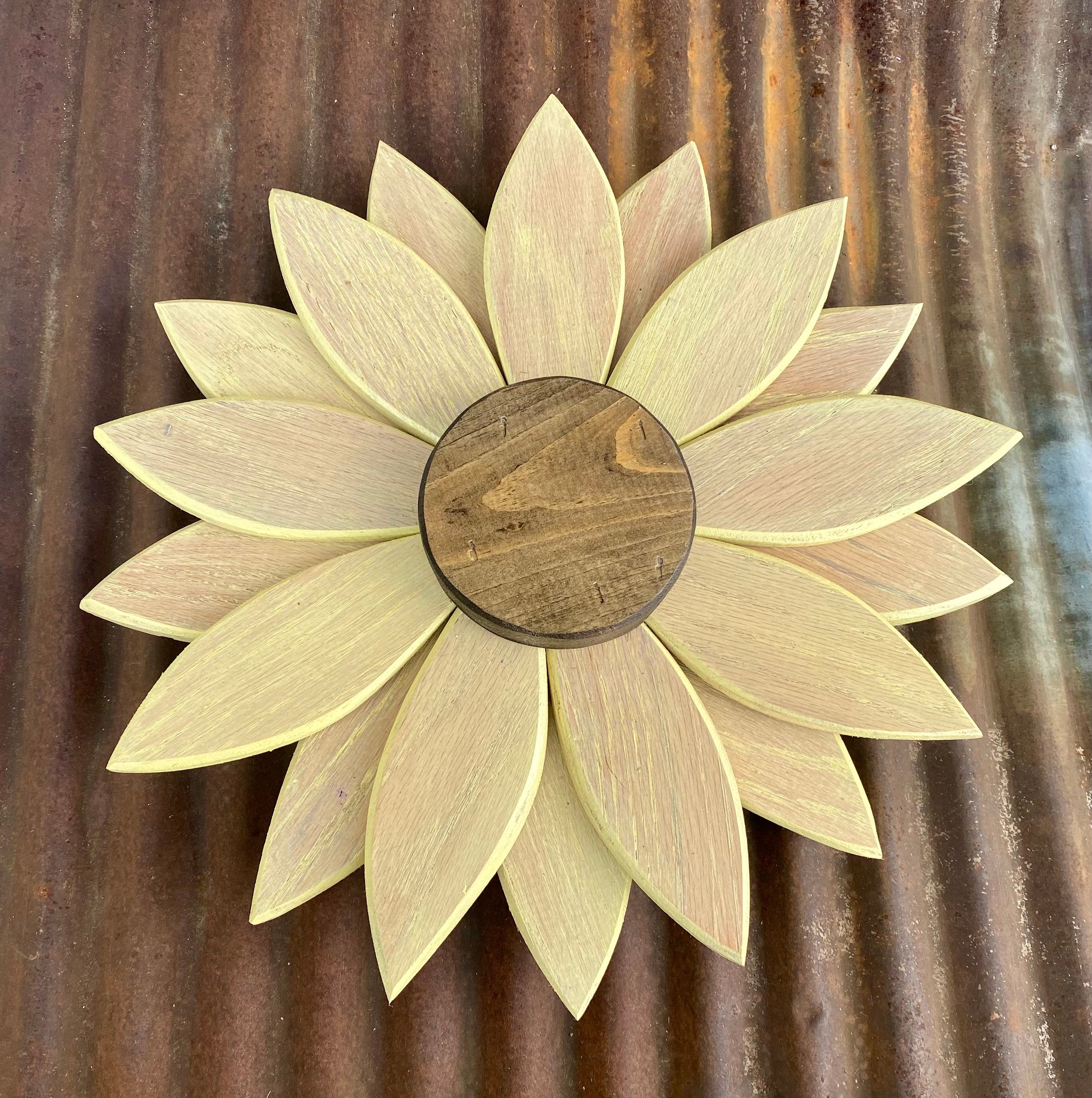 Light Yellow Wooden Flower Wall Decor Handcrafted From a Salvaged Desk ...