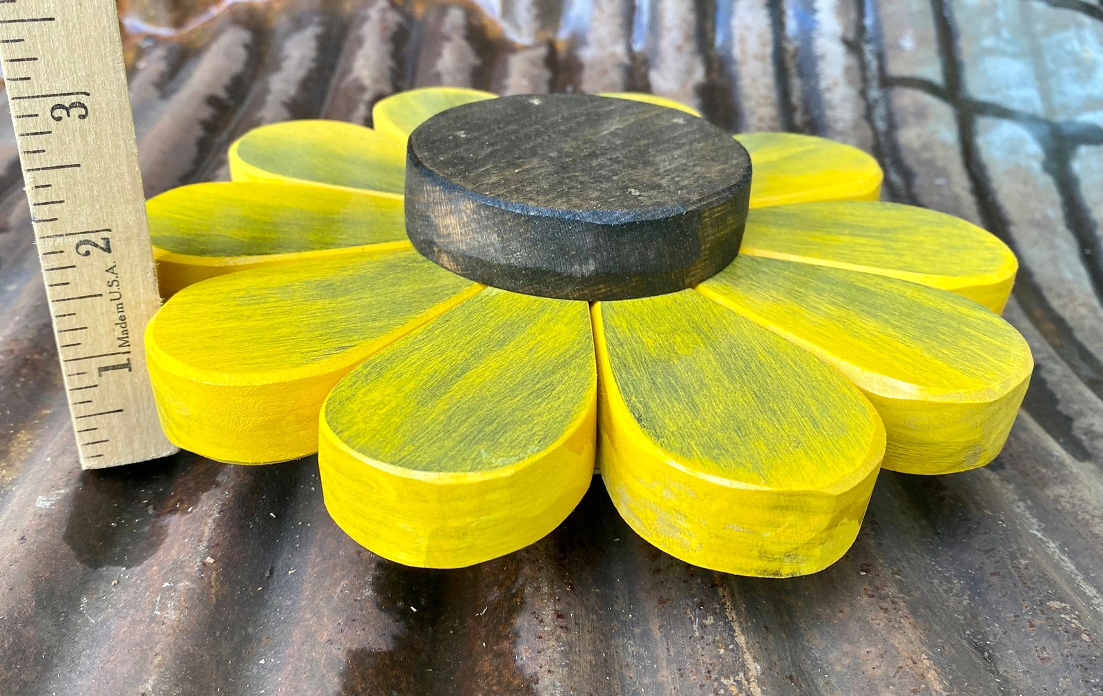 Miniature Dark Yellow Wooden Flower Wall Decoration - Etsy