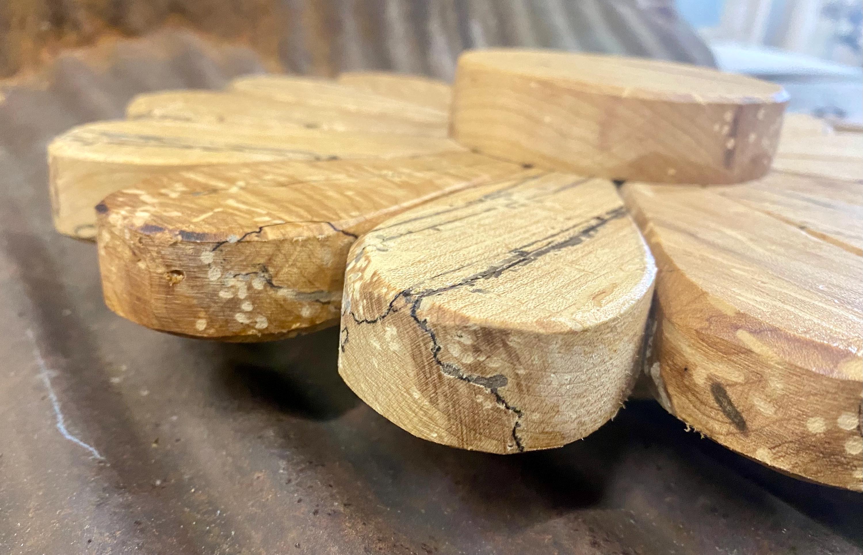 One of a Kind Spalted Maple With Worm Wood Flower Unique Wall Accent ...