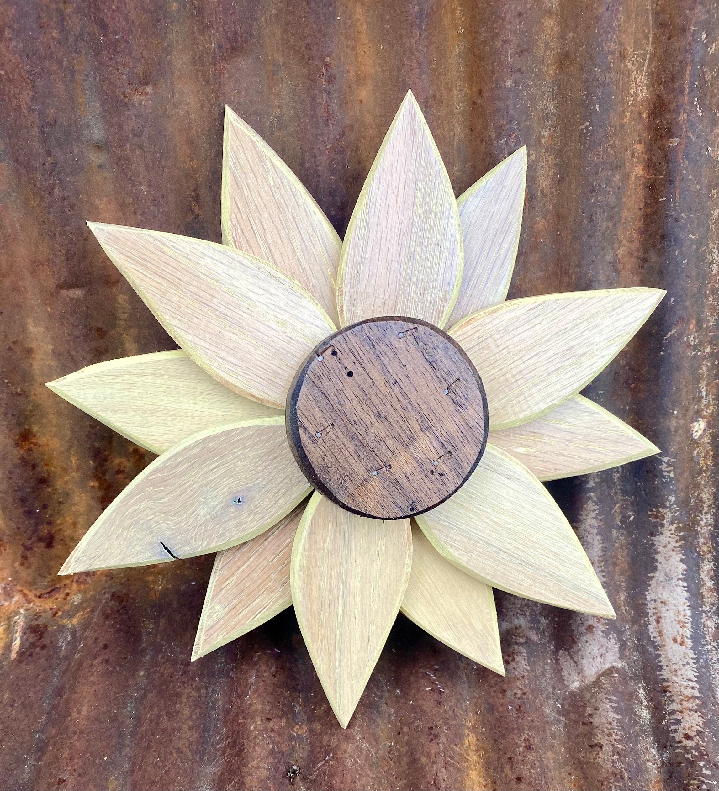 Small Pastel Yellow Wooden Flower Wall Decoration Handmade From a ...