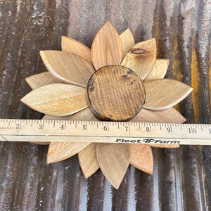 Natural Wood Finish Maple Flower Wall Decoration Crafted From Reclaimed ...
