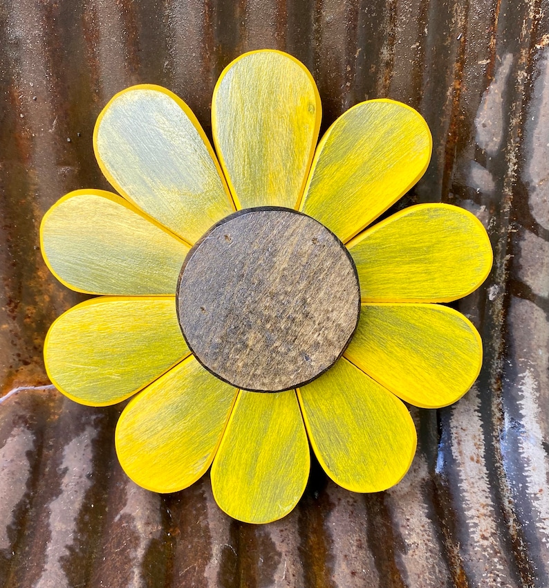 Miniature Dark Yellow Wooden Flower Wall Decoration - Etsy