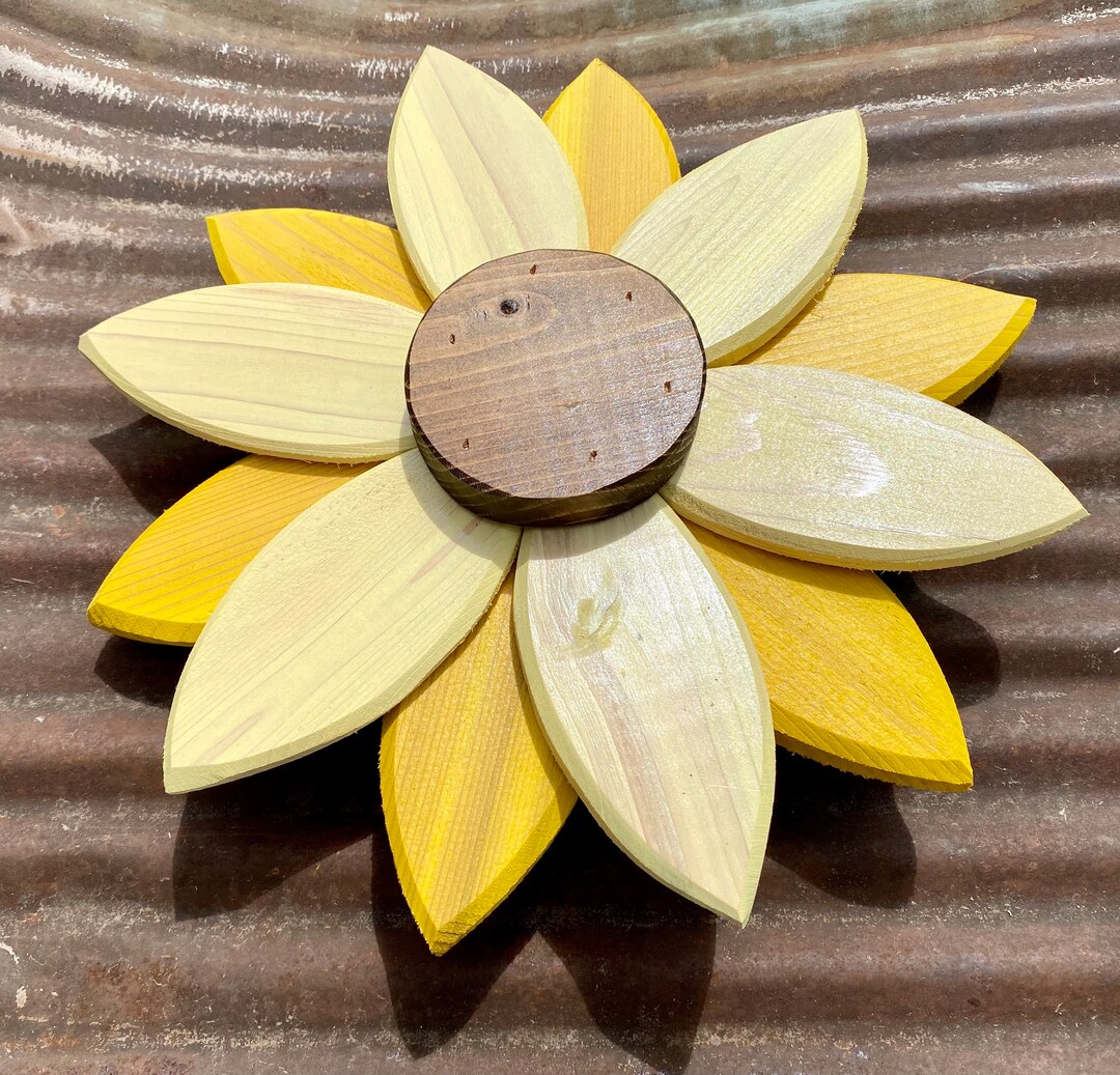 Two Tone Yellow Cedar Flower Wall Decoration Handcrafted From - Etsy