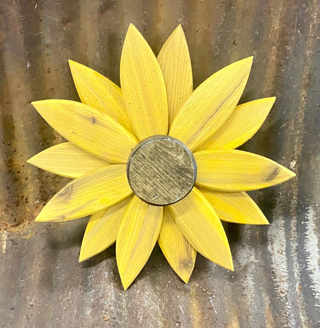 Mustard Yellow Wooden Flower Wall Decor Handcrafted From Upcycled ...