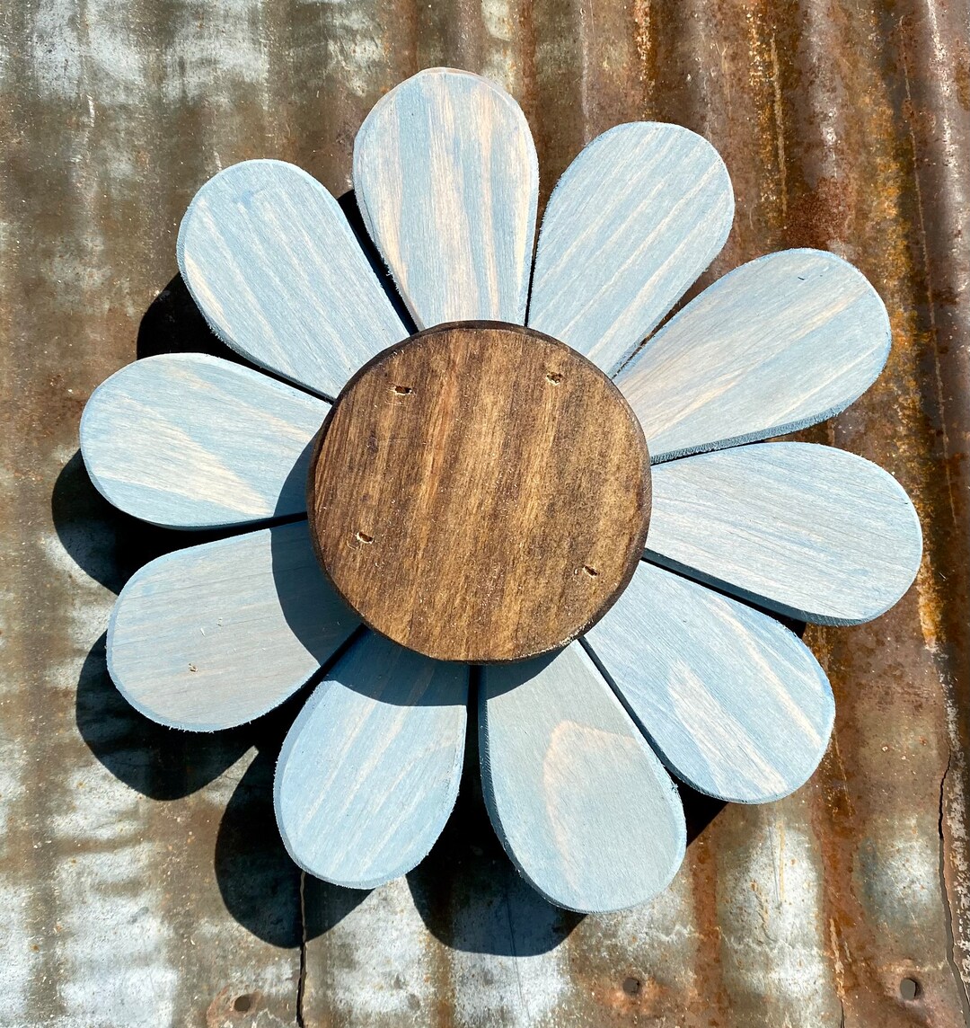 Miniature Denim Blue Wooden Daisy Wall Decoration Handcrafted From ...
