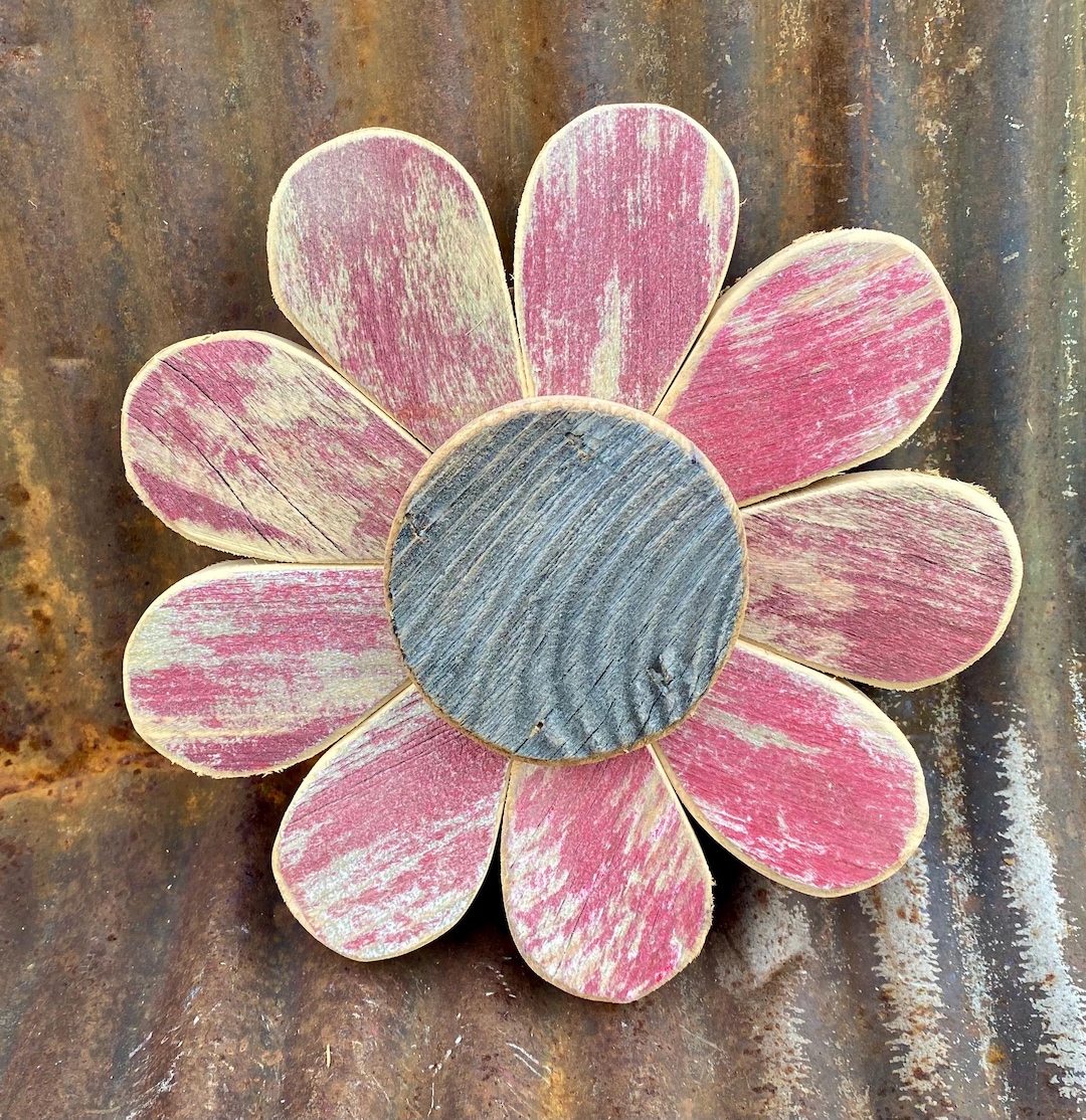 Small Rustic Red Barn Wood Flower Home Wall Art Handcrafted From All ...