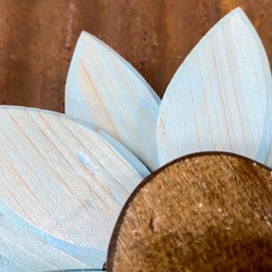 Light Blue Wooden Flower Wall Accent Handcrafted From Reclaimed Cedar ...
