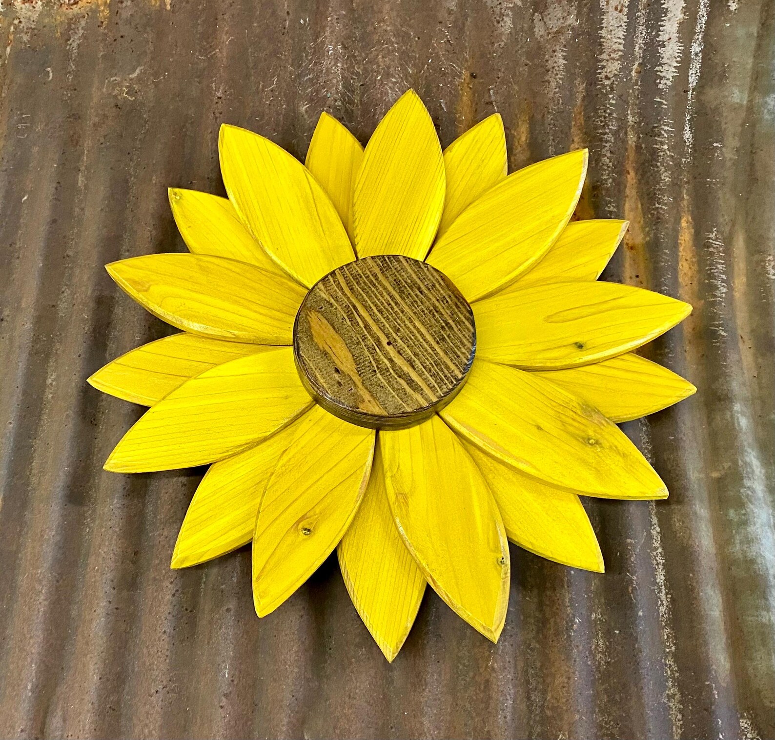 Vibrant Yellow Wooden Flower Wall Art Handcrafted From Recycled ...