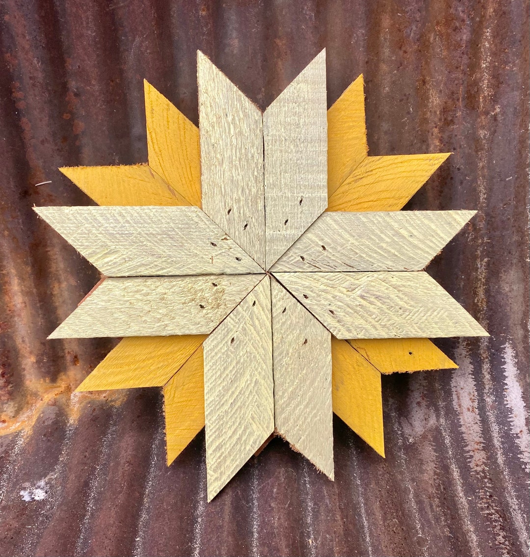Two Tone Yellow Wood Mini Barn Quilt Wall Art Handcrafted From ...