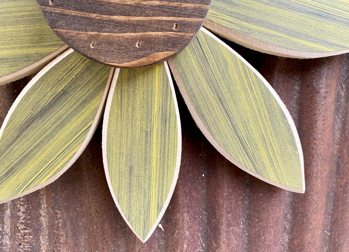 Yellow Wooden Wallflower Home Wall Decoration Handmade From Repurposed ...