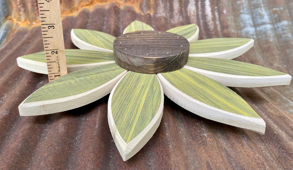 Yellow Wooden Wallflower Home Wall Decoration Handmade From Repurposed ...