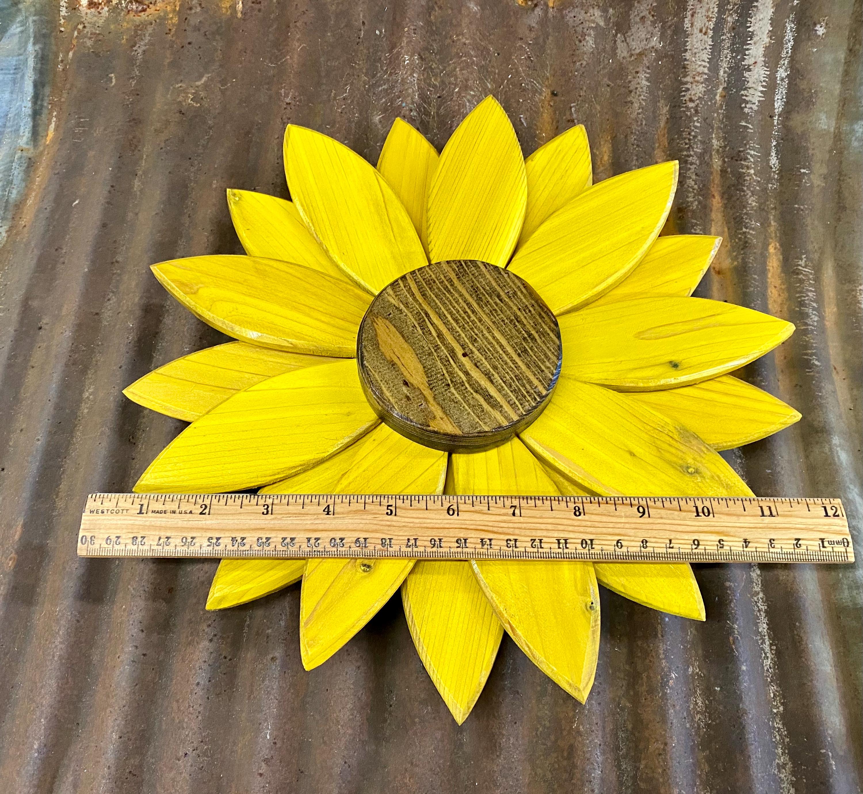 Vibrant Yellow Wooden Flower Wall Art Handcrafted From Recycled ...