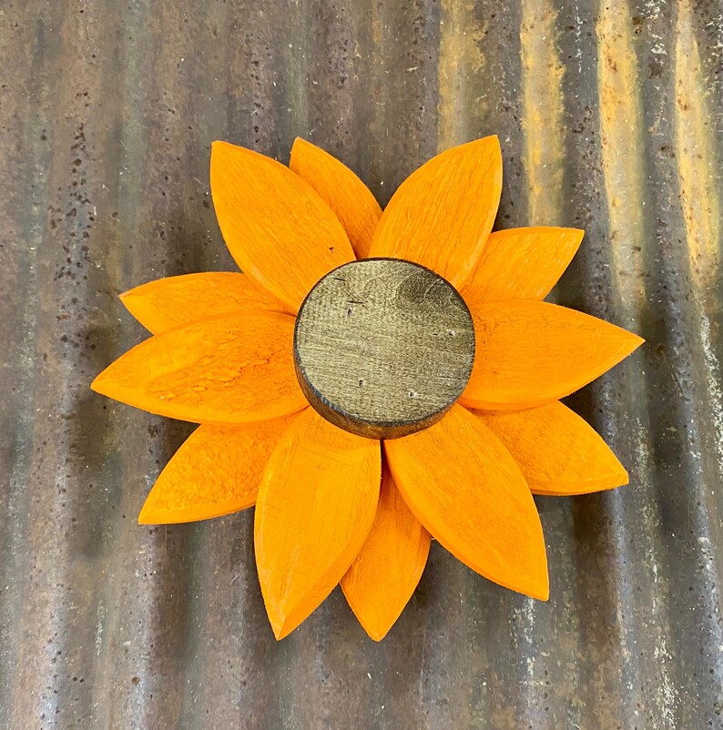Small Orange Wooden Wallflower Home Decor Handmade From Salvaged Rough ...