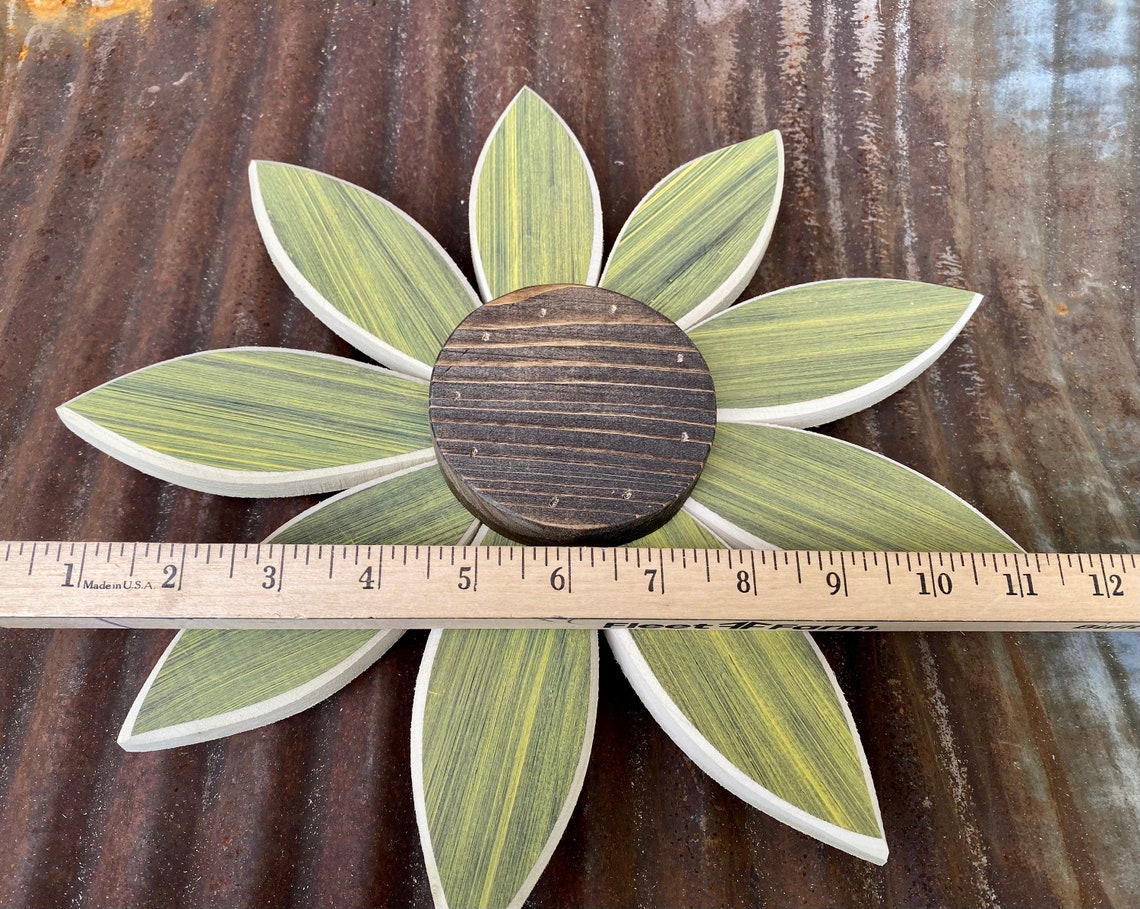 Yellow Wooden Wallflower Home Wall Decoration Handmade From Repurposed ...