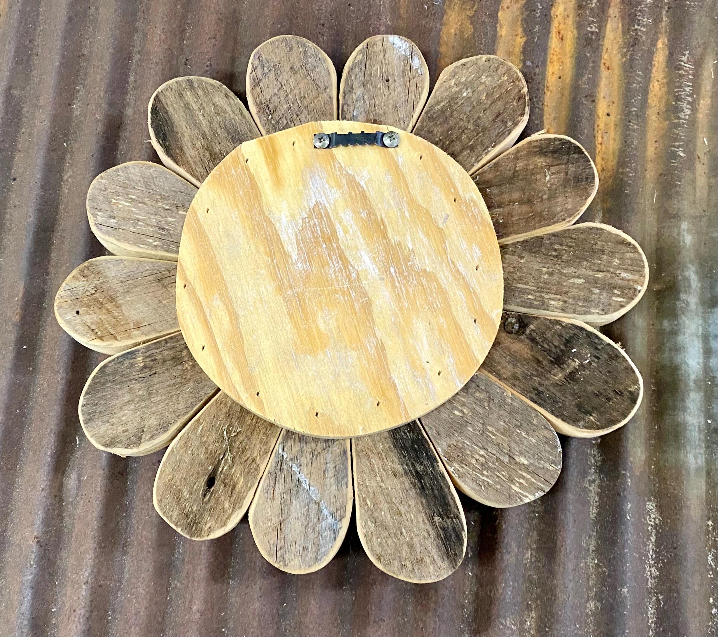 Rustic White Rough Sawn Wood Flower Wall Hanging Handcrafted From ...