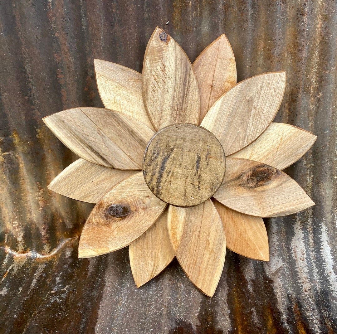 One of a Kind Handmade Hardwood Flower Natural Finish Crafted From ...