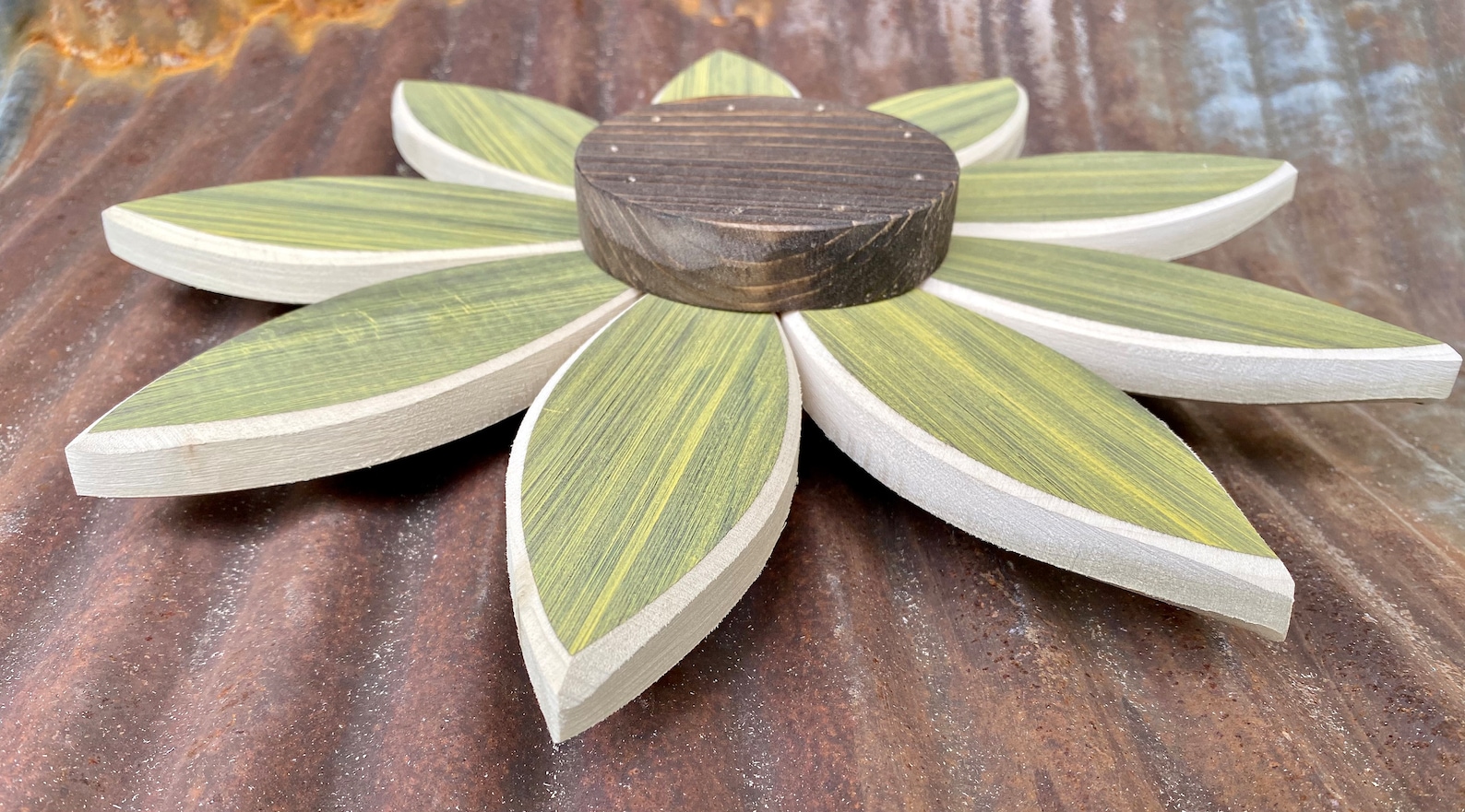 Yellow Wooden Wallflower Home Wall Decoration Handmade From Repurposed ...