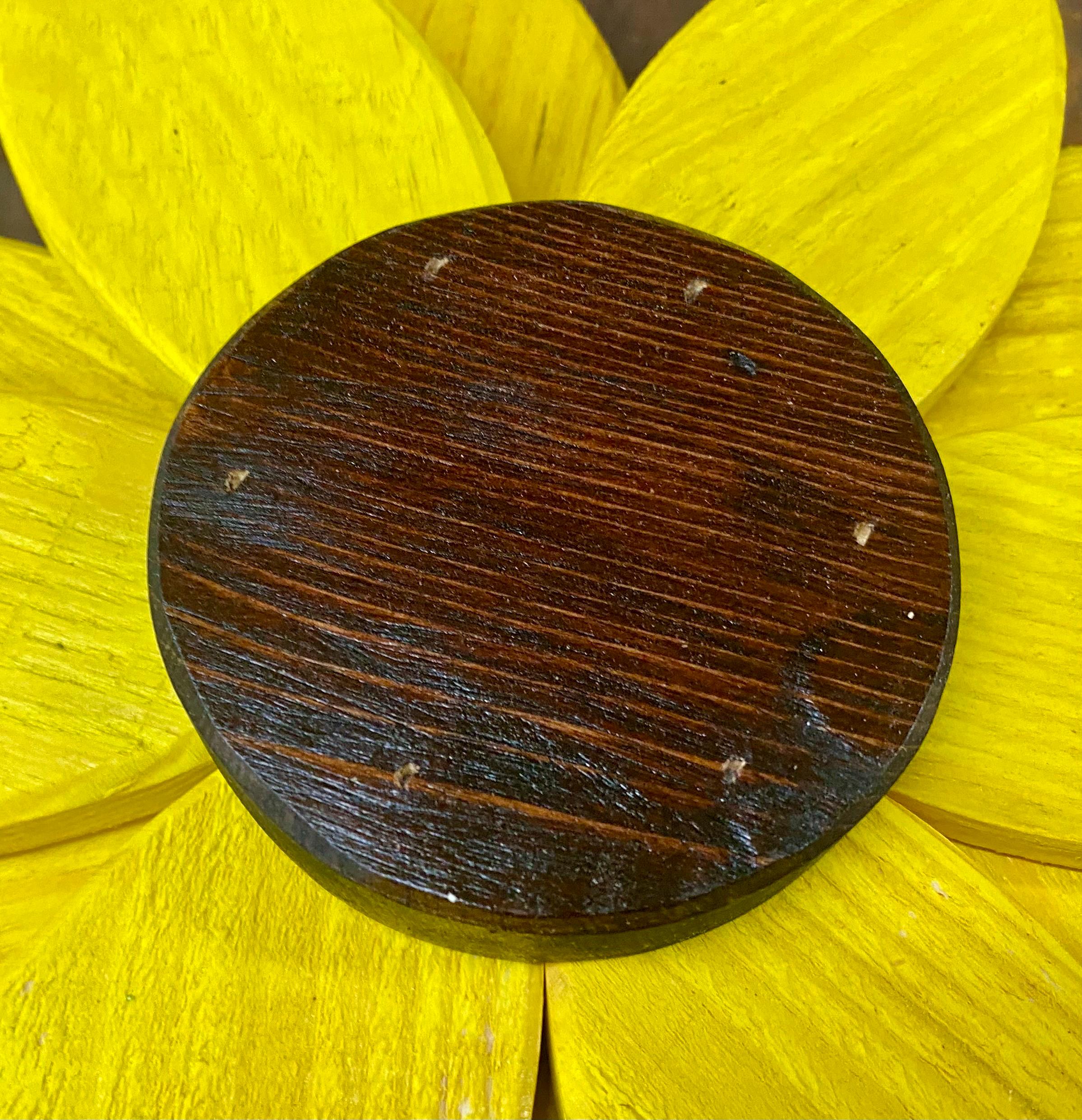 Bright Yellow Wooden Flower Wall Art Handmade From Reclaimed Rough Sawn ...