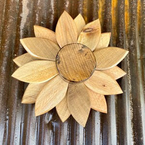 Natural Wood Finish Maple Flower Wall Decoration Crafted From Reclaimed ...