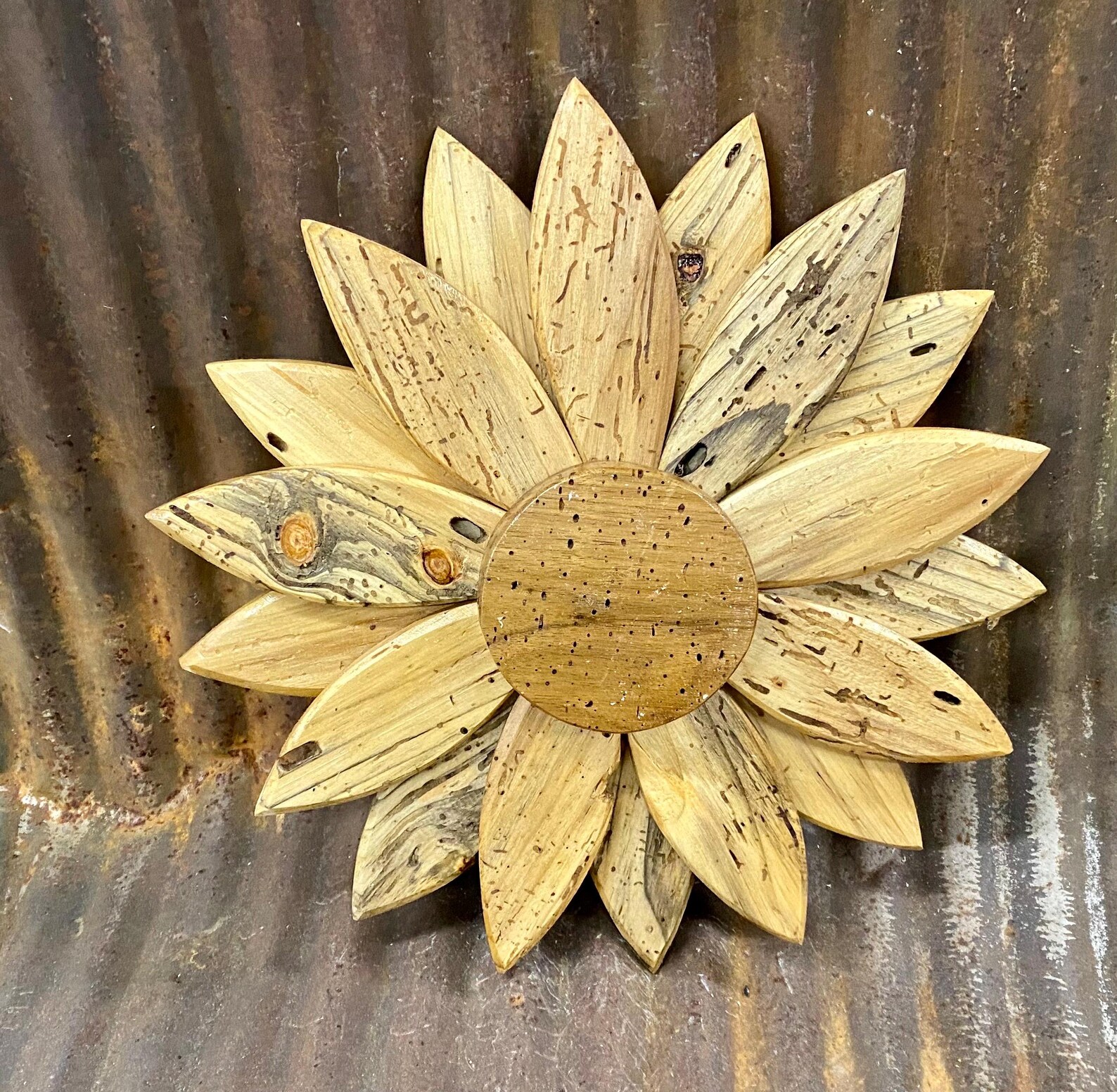Unique One of a Kind Worm Wood Flower Wall Accent Handmade From ...
