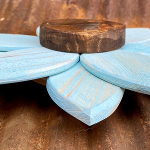 Light Baby Blue Wooden Flower Wall Decor Handmade From Reclaimed ...