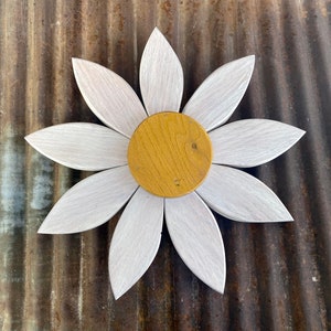 White Wooden Daisy Wallflower Handmade From Salvaged Reclaimed Oak - Etsy
