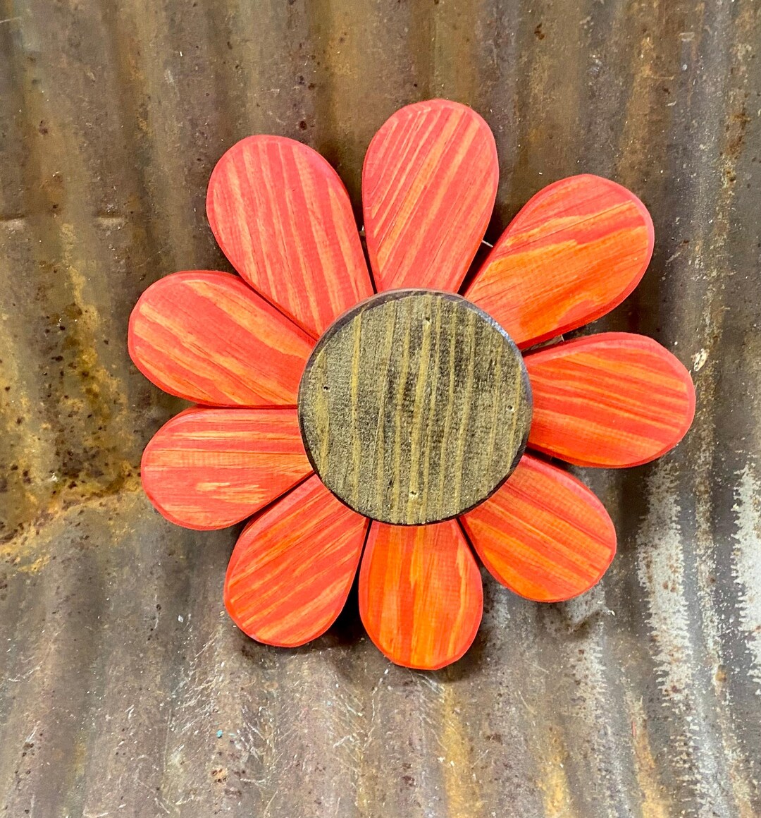 Miniature Wallflower, Red Wall Accent Handcrafted From Repurposed Scrap ...