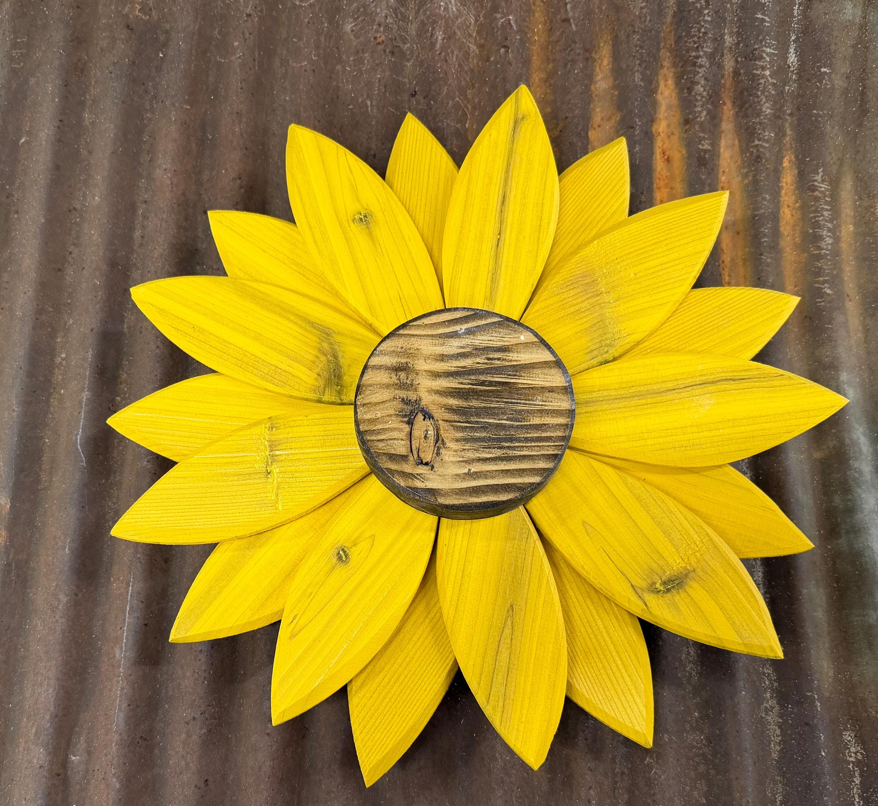 Fun and Vibrant Wall Accent Yellow Wooden Flower Handmade From ...