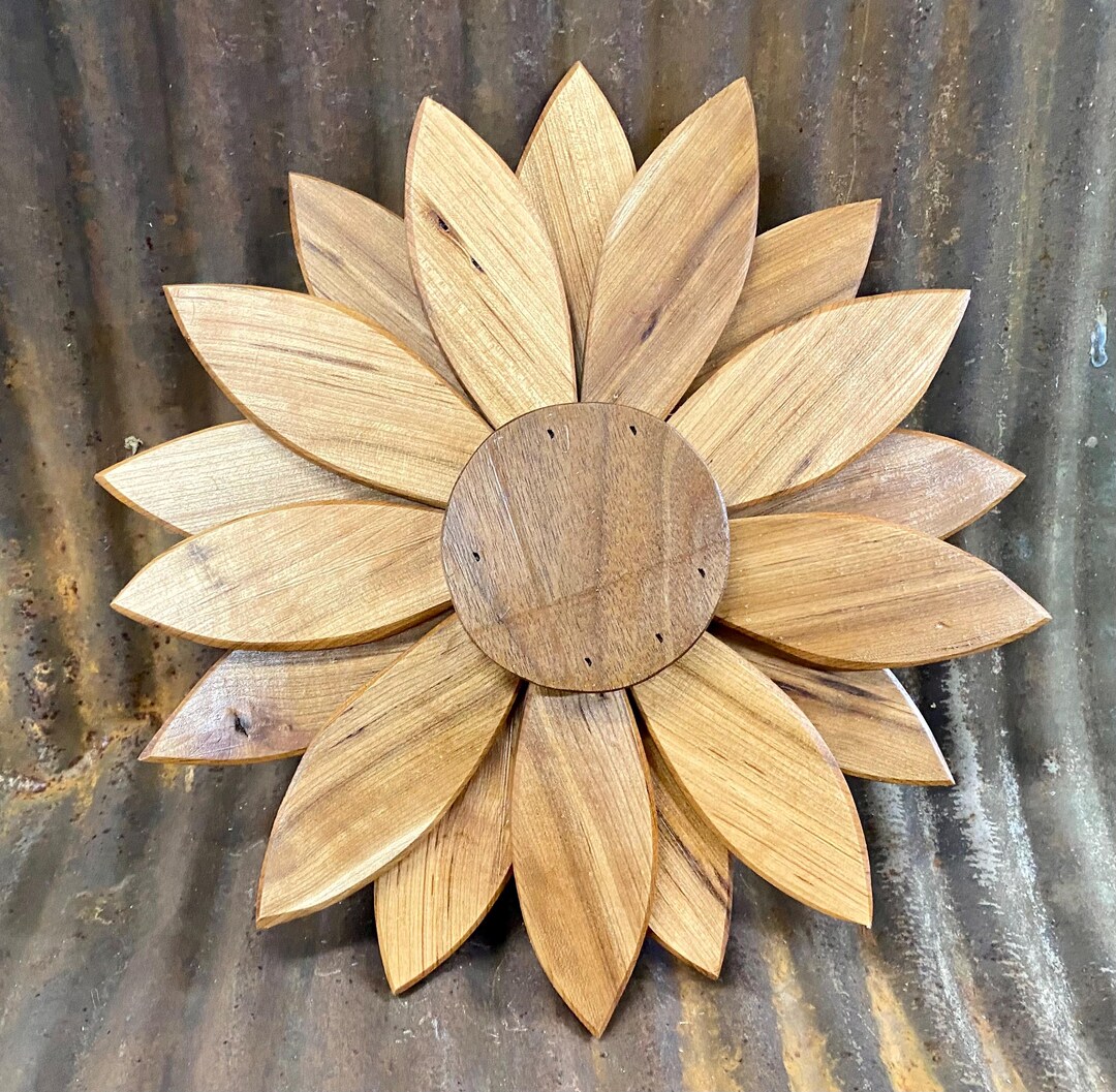 Beautiful Natural Cherry Wood Flower Wall Art Crafree From Reclaimed ...