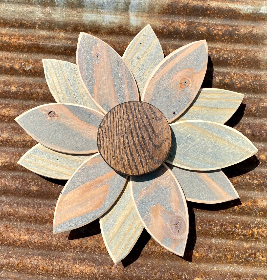 Gray Wooden Wallflower Home Wall Art Handcrafted From Upcycled ...
