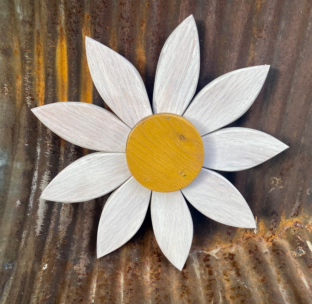 White Wooden Daisy Wallflower Handmade From Salvaged Reclaimed Oak - Etsy