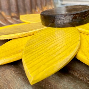 Vibrant Yellow Reclaimed Wood Flower Wall Art Crafted From Reclaimed ...