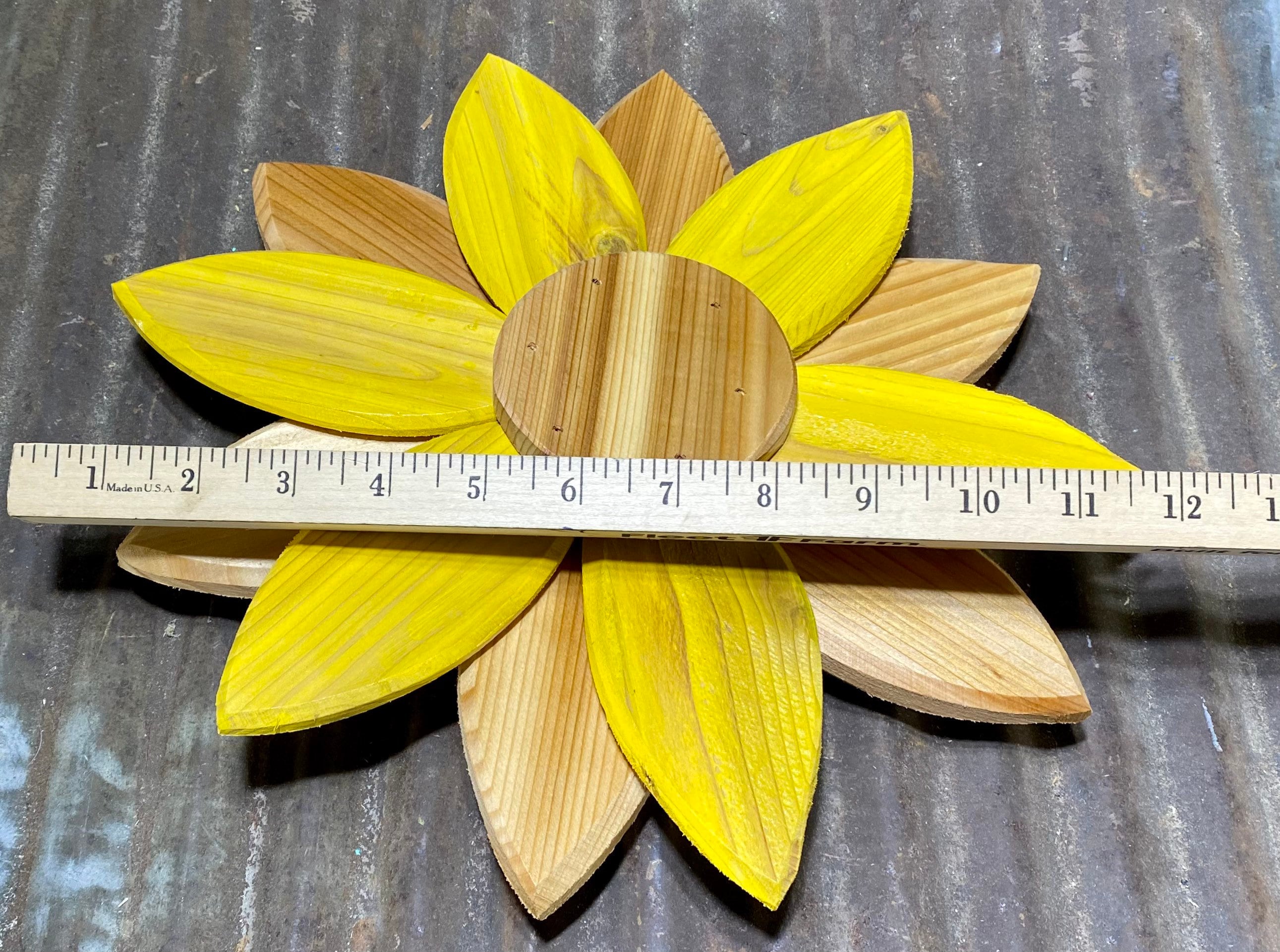 Yellow and Natural Cedar Wooden Flower Wall Decoration - Etsy