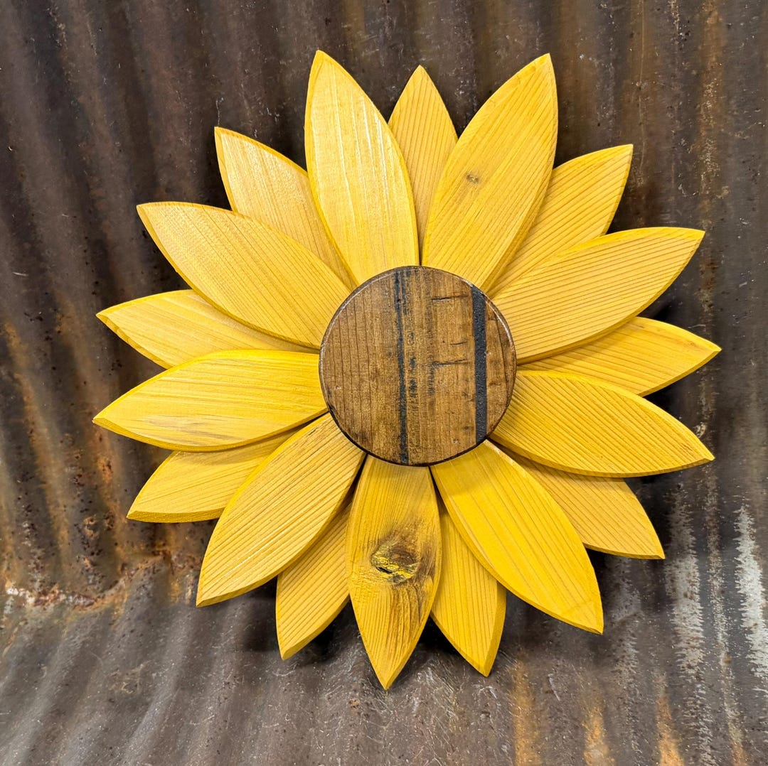 Rich Mustard Yellow Wooden Flower Wall Art Handcrafted From Reclaimed ...
