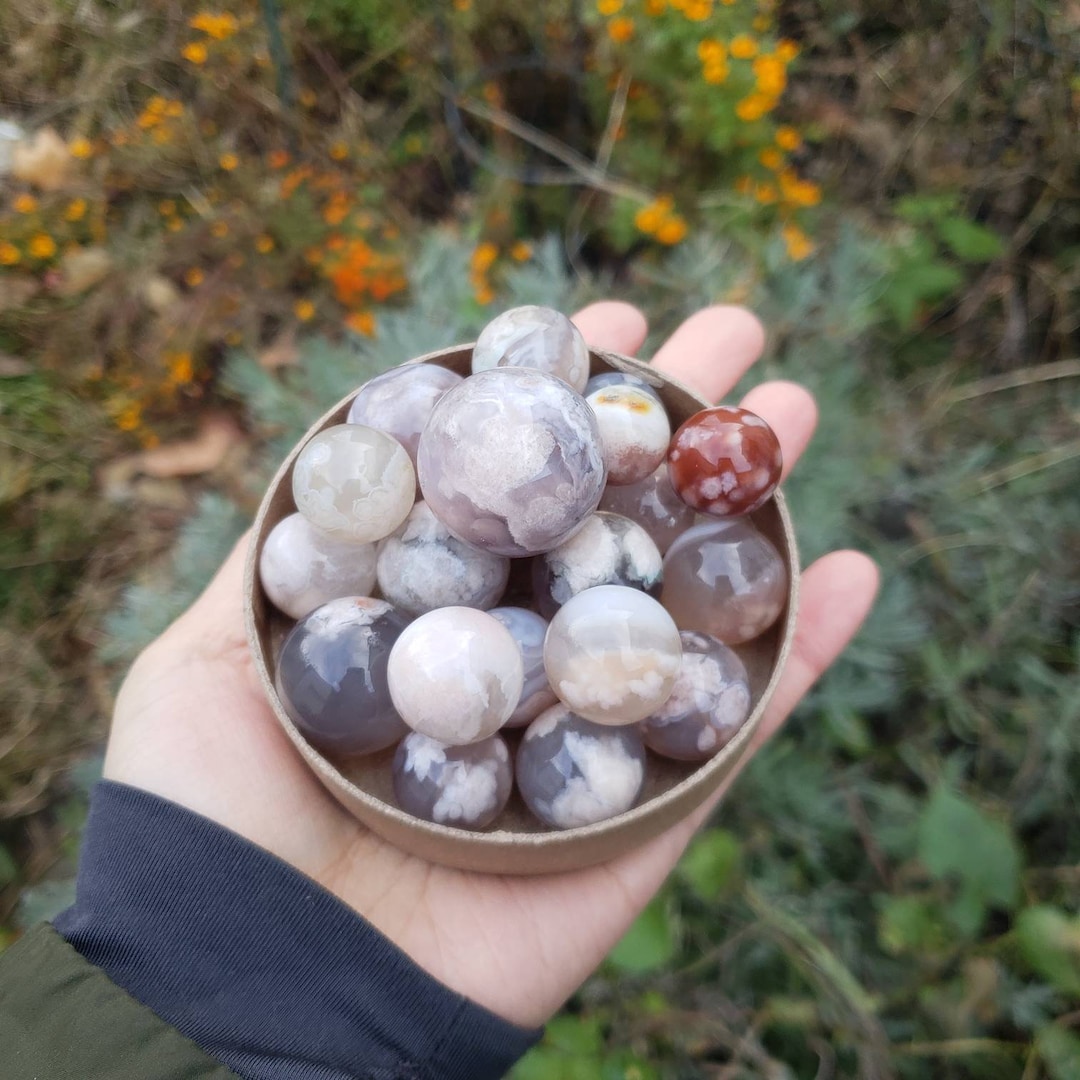 Flower Agate Spheres in S/M/L - Choose Size - Etsy