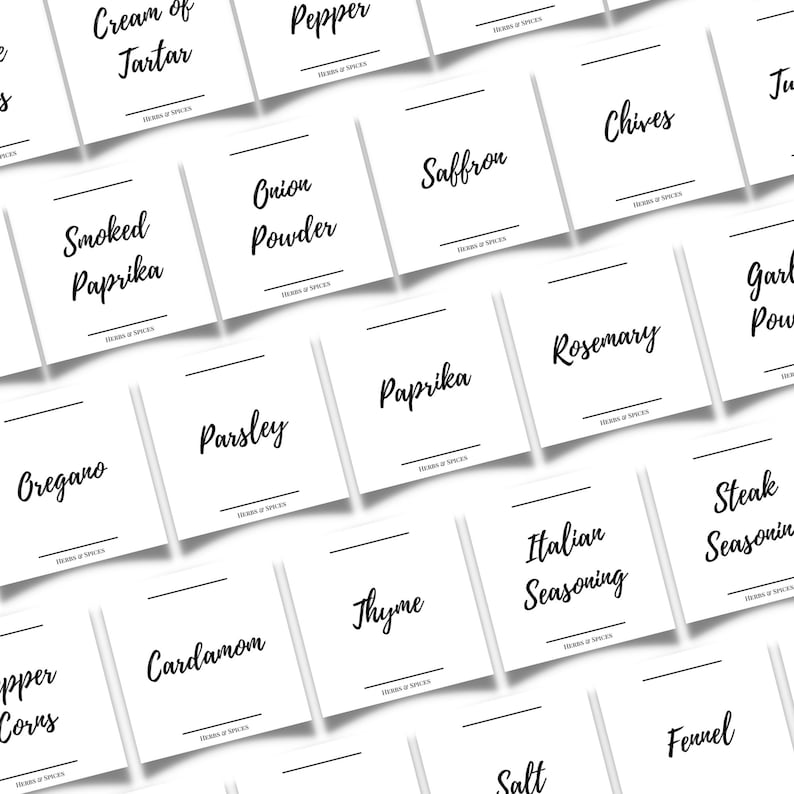 40 Editable Spice Jar Labels Template| Modern Minimalist Kitchen Labels ...