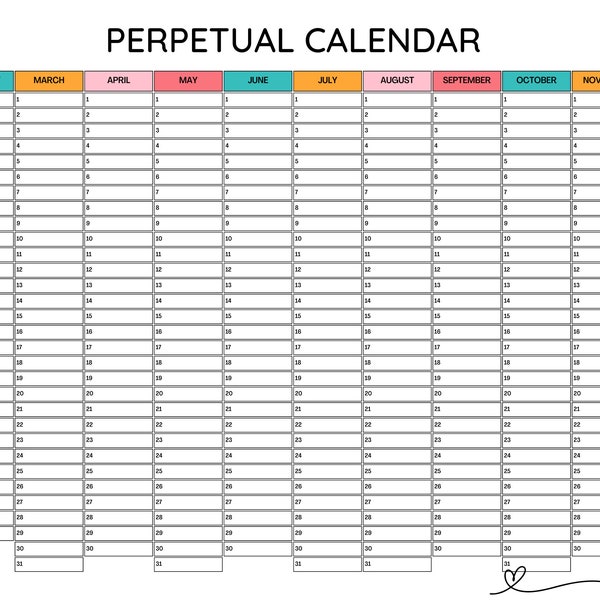 Perpetual Calendar - Etsy