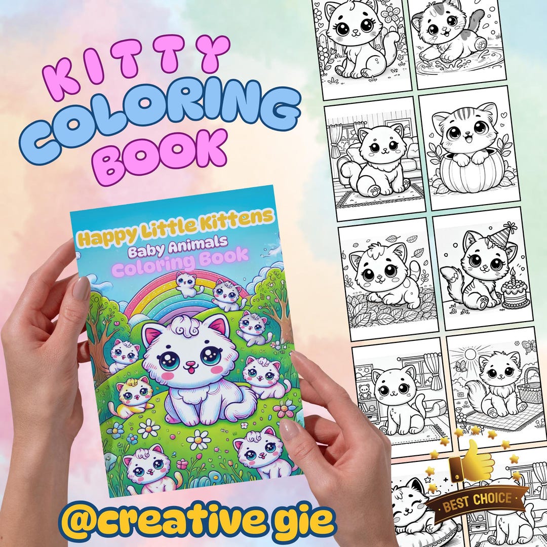 Kitty Coloring Book for Kids – Cute Cat Coloring Pages | Baby Animals ...