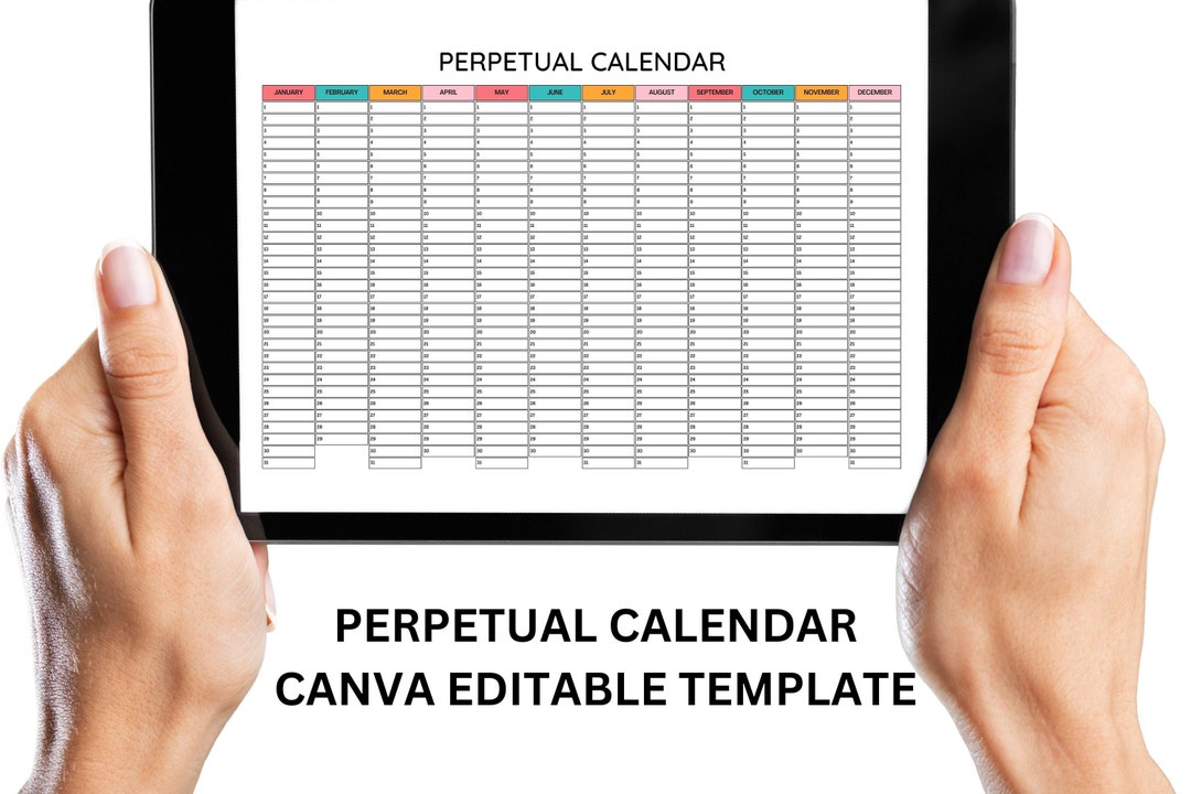 Perpetual Calendar / Infinite Year Calendar / Calendar Planner - Canva ...