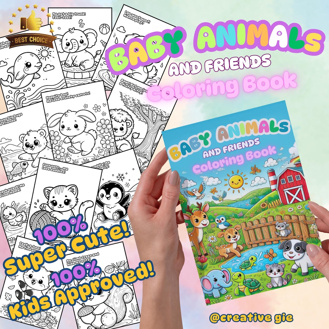 Baby Animals & Friends Coloring Book – Cute Printable for Kids ...