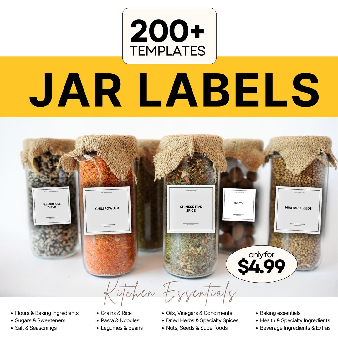 Ultimate 200+ Editable Jar Label Templates | Modern Minimalist Kitchen ...
