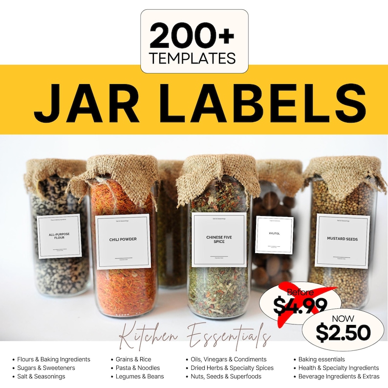 200+ Editable Spice Jar Label Templates | Modern Minimalist Kitchen ...