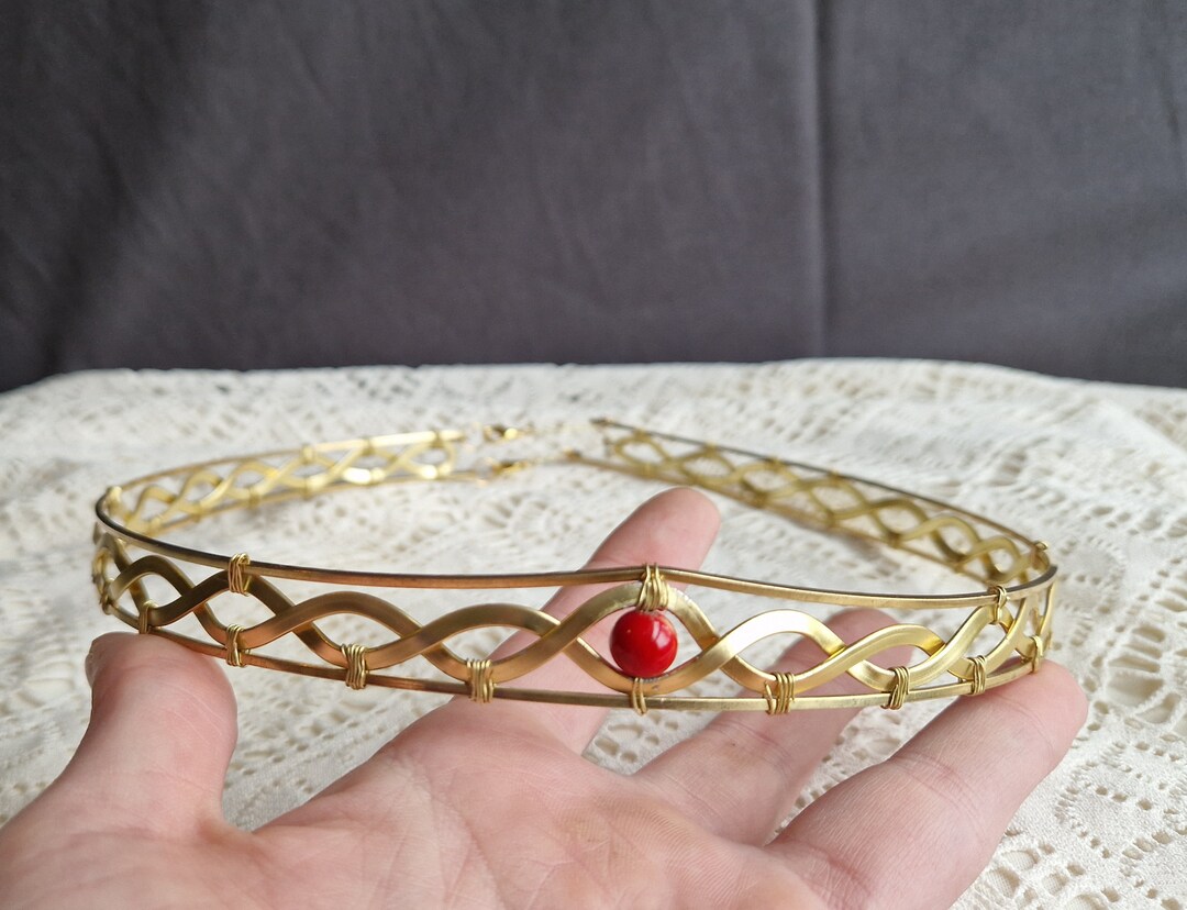 Medieval Jade Circlet Renfaire Tiara Red Jade Bead Crown - Etsy